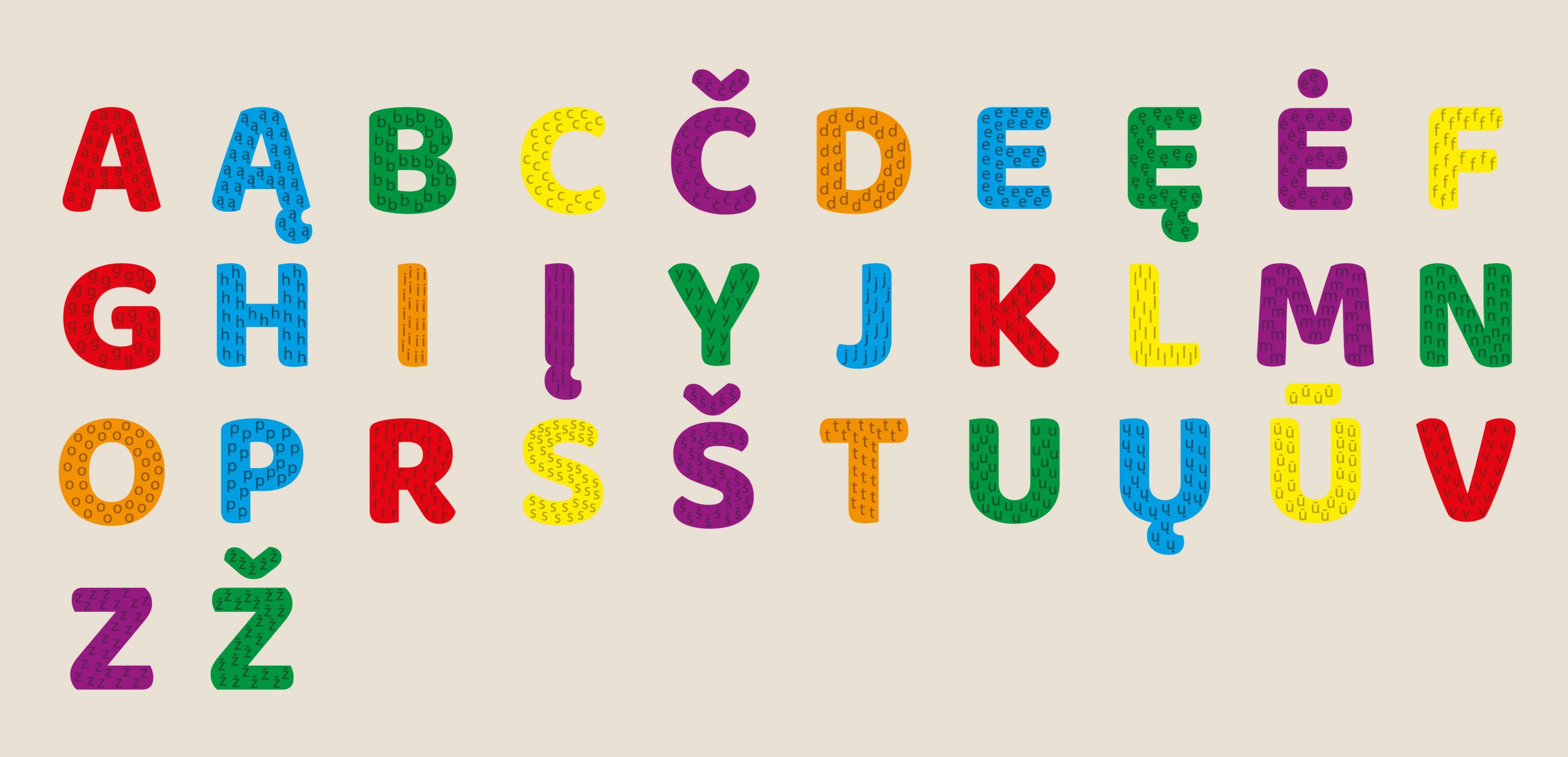 Abėcėlės lipnios raidelės (32 raidės, 9cm aukštis) - Du boružiukai